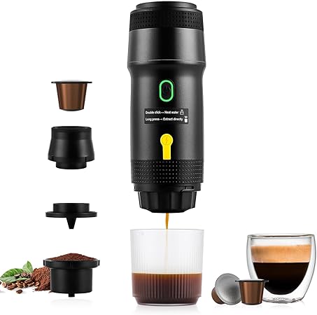 Portable Espresso Maker- 20 Bar Mini Travel Coffee Maker with USB ...